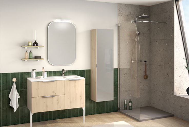 Meuble de salle de bain Refuge - 2 coulissants et 1 porte 100 cm ...